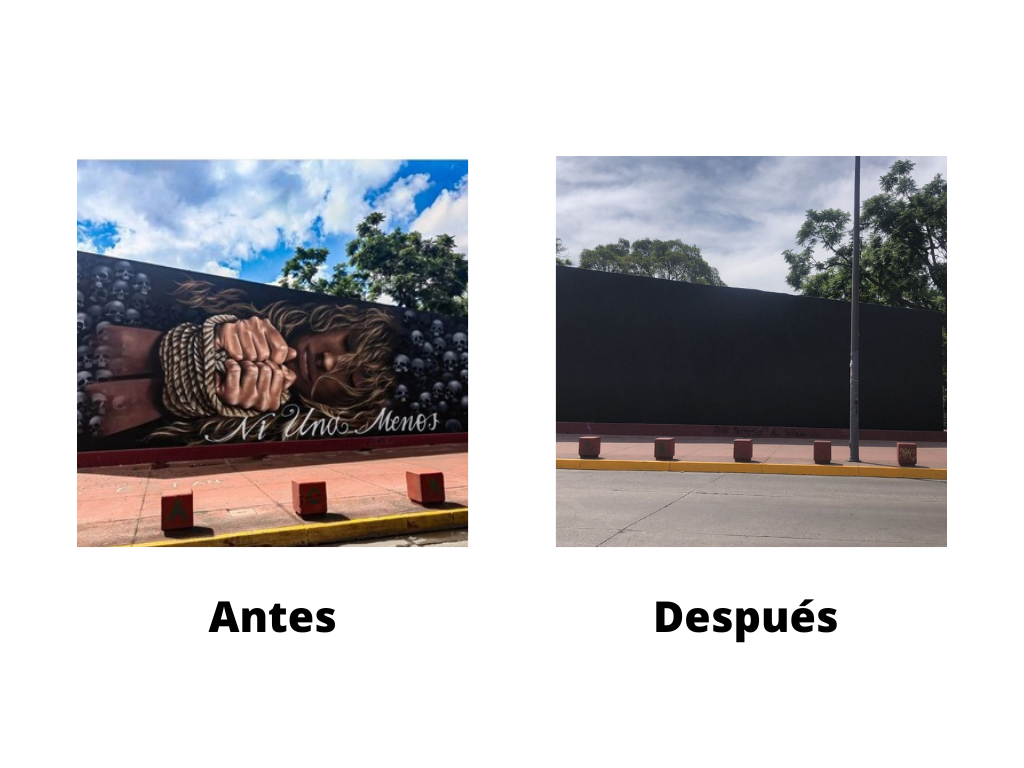 Tras rechazo de feministas, borran mural del Parque Rojo