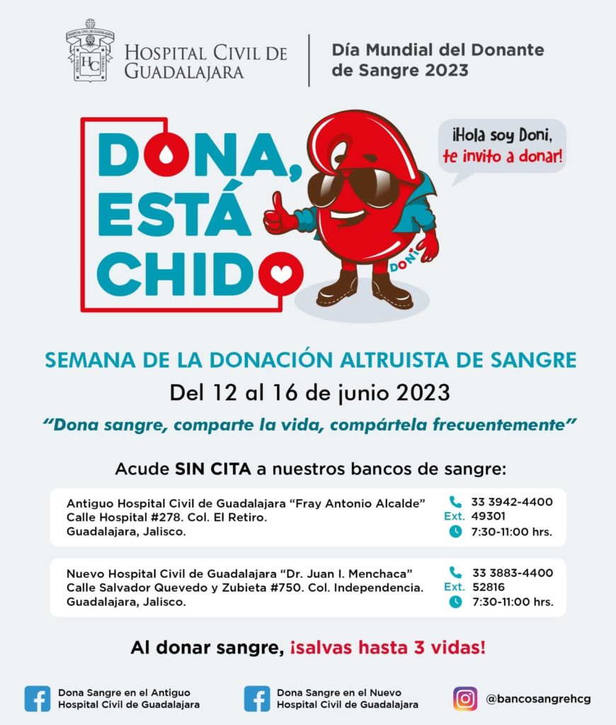 "Donar sangre está chido": la campaña que impulsan los hospitales civiles de Guadalajara